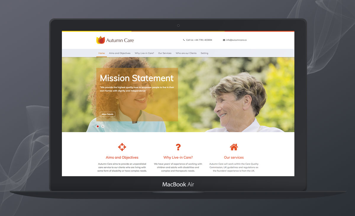 Autumn Care Website Design – dhdesign Devon